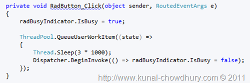 Day 2: Working with BusyIndicator of Telerik Silverlight RadControls